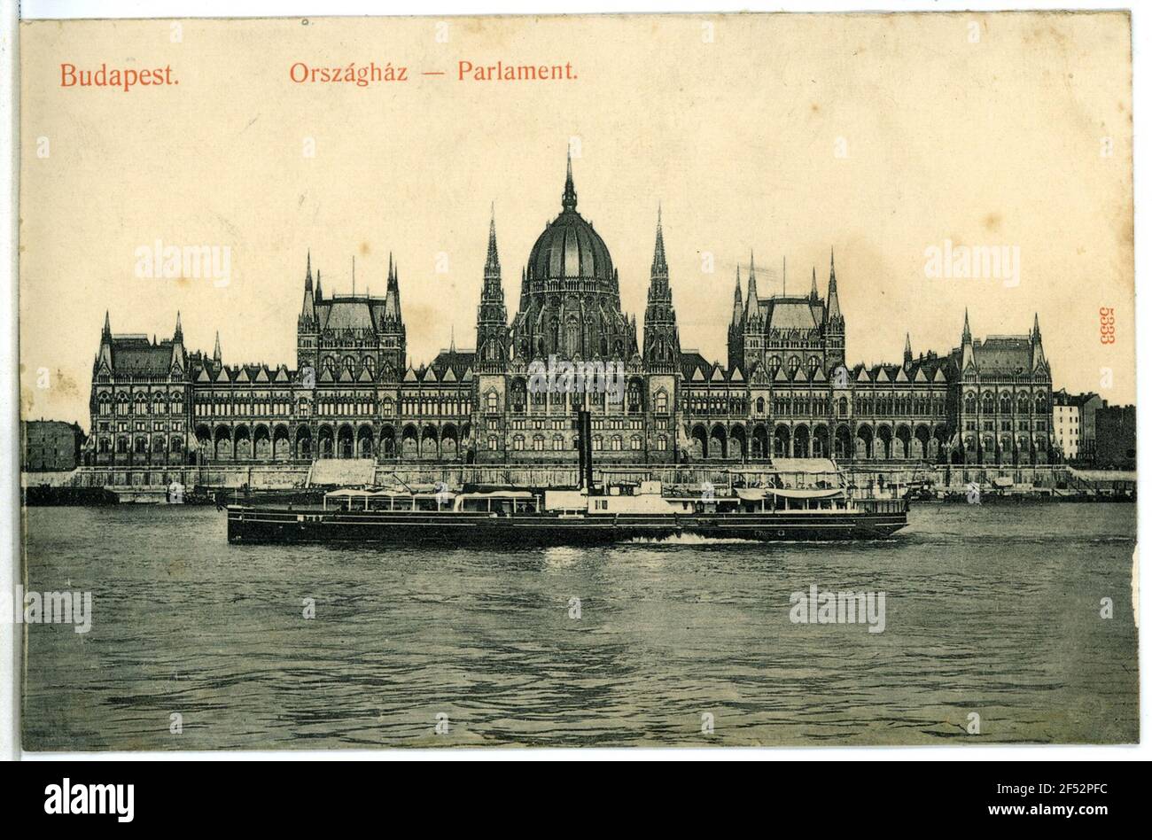 Parliament with Danube and steamboat Budapest. Parliament (1896 ...