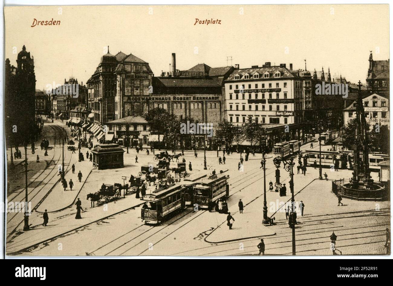 Postplatz with trams Dresden. Postplatz with trams Stock Photo - Alamy