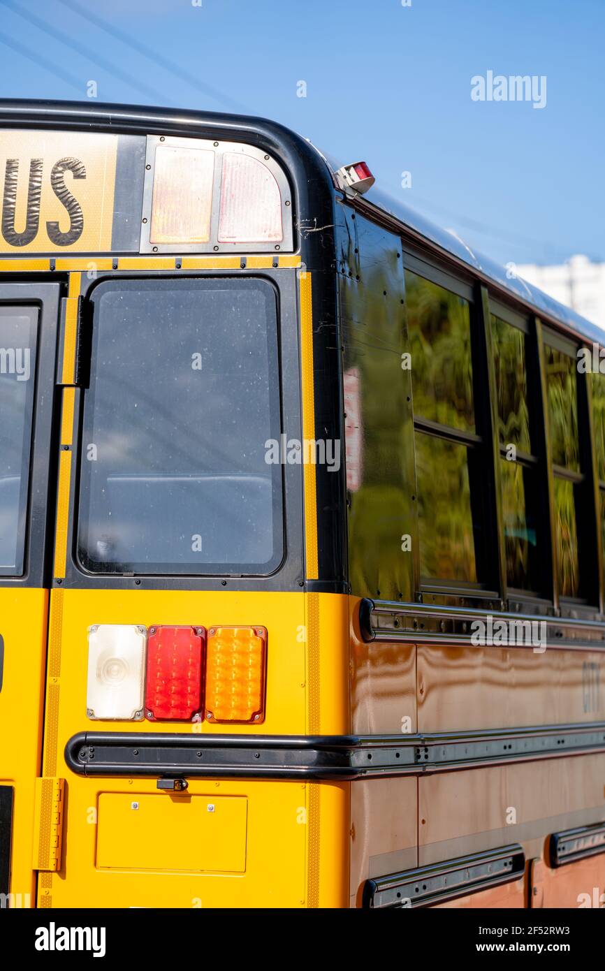 Closeup section of a school bus Stock Photo - Alamy