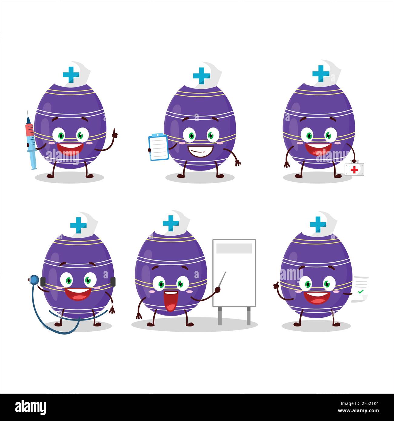 Doctor profession emoticon with dark purple easter egg cartoon ...