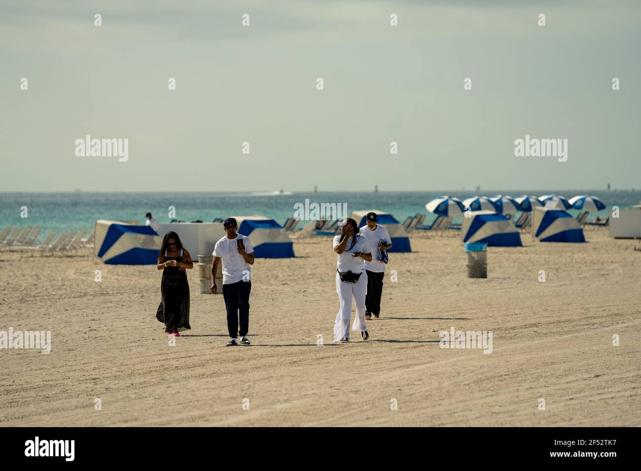 Group of people walking in Miami Beach during Spring Break 2021 Stock ...