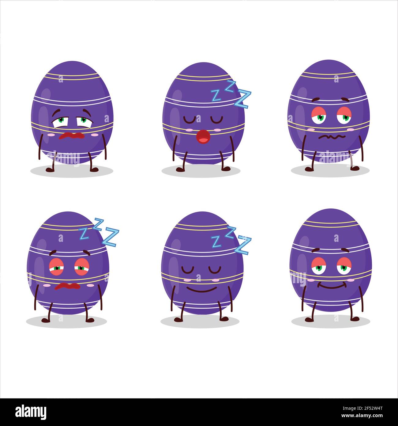 Cartoon character of dark purple easter egg with sleepy expression ...
