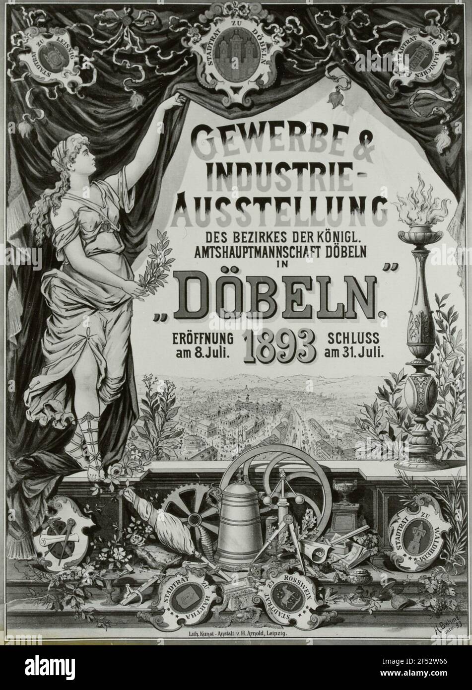 Poster "Commercial & Industrial Exhibition of the Royal district of the ...