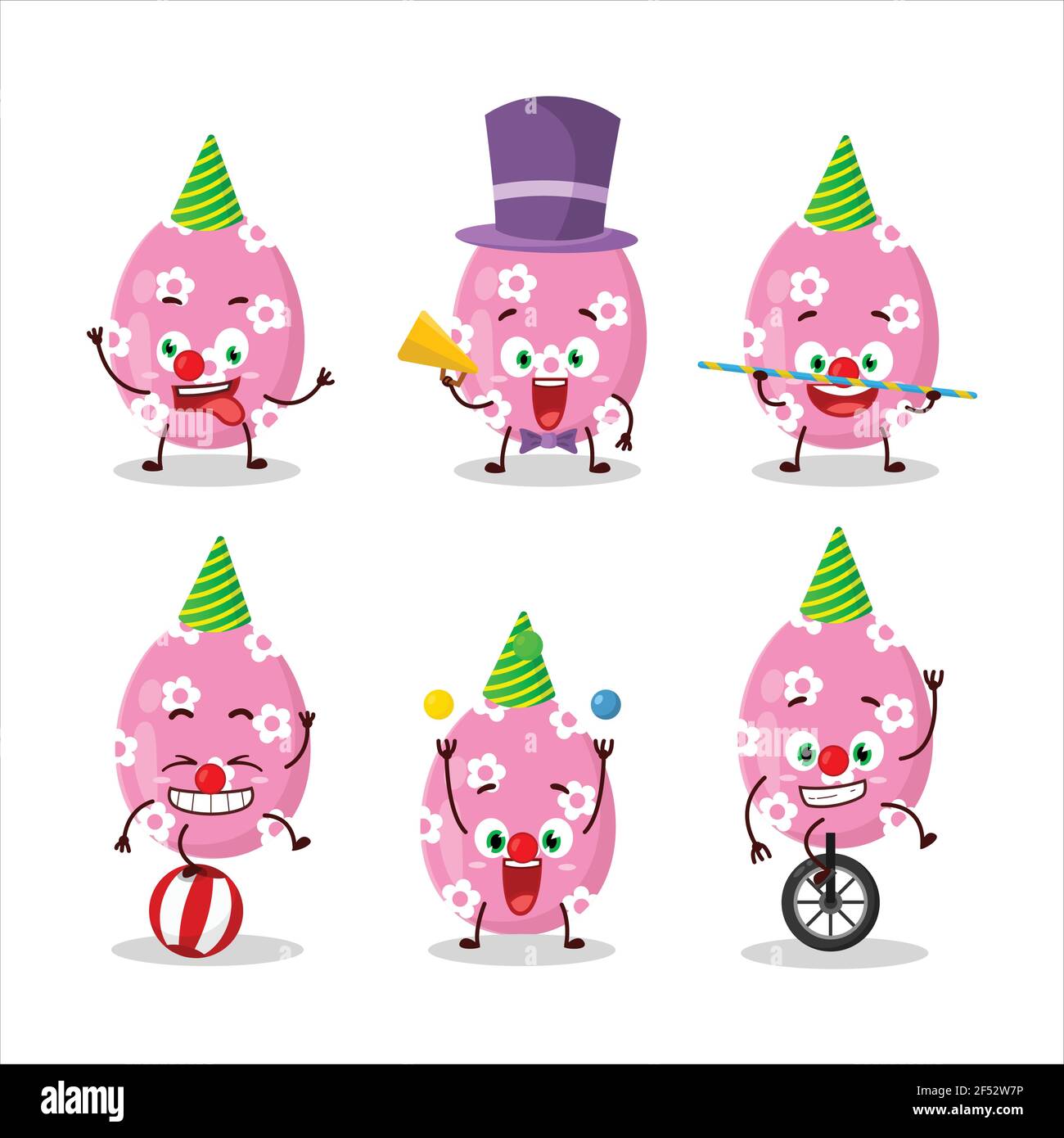 Cartoon character of pink easter egg with various circus shows. Vector ...