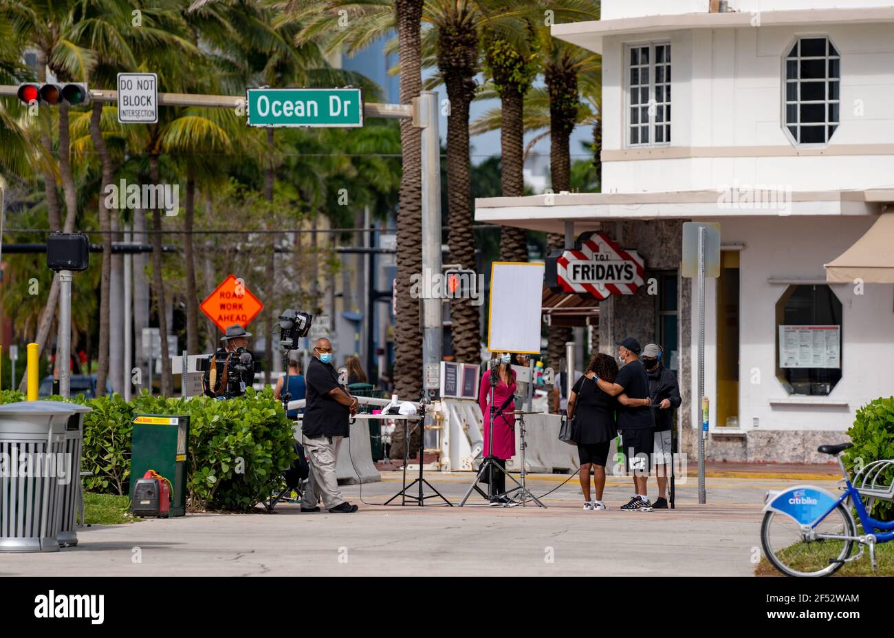 News media reporting live from Miami Beach Spring Break 2021 Stock ...