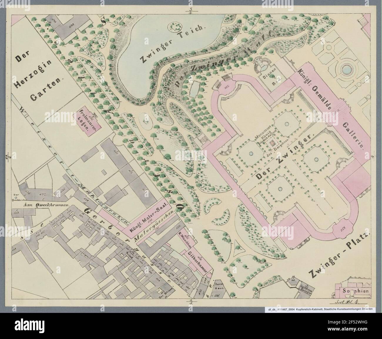 City map of Dresden, 1: 840, lithograph, 1862-1870 Stock Photo - Alamy