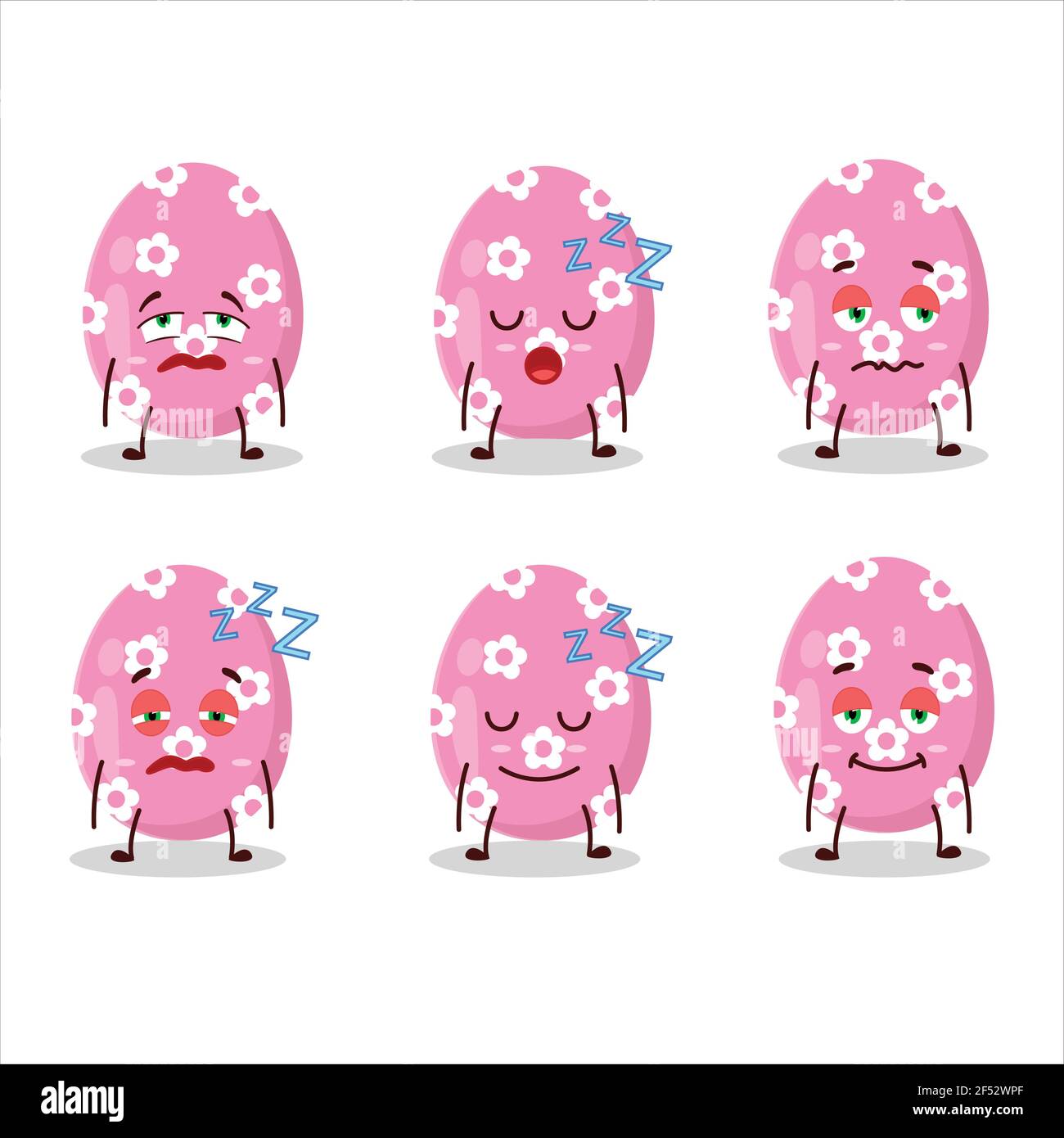 Cartoon character of pink easter egg with sleepy expression. Vector ...