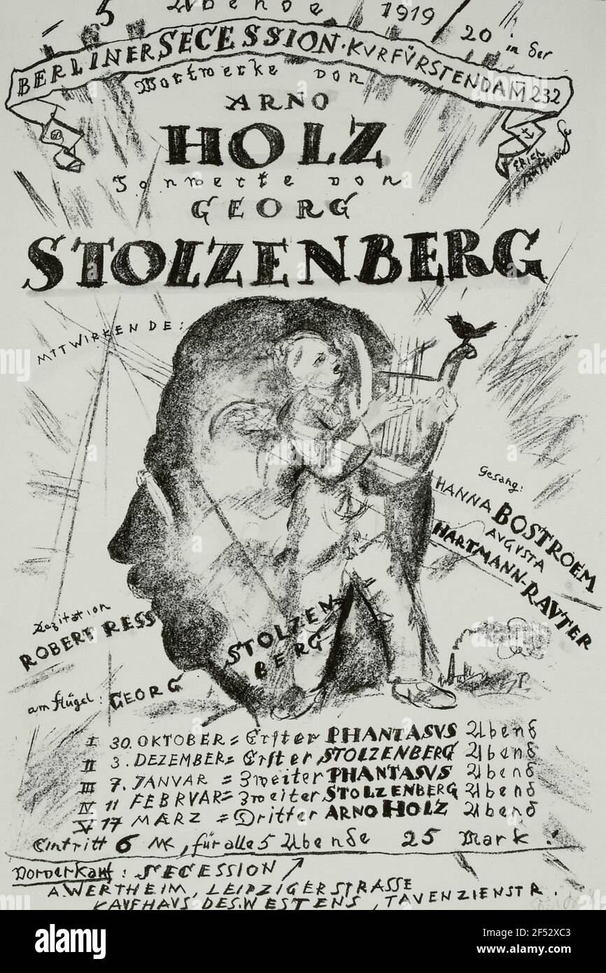 Poster "5 evenings 1919/20 in the Berlin Secession, Kurfürstendamm 232 ...