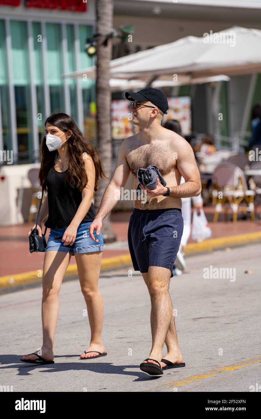 Young couple visiting Miami Beach Spring Break 2021 Stock Photo - Alamy