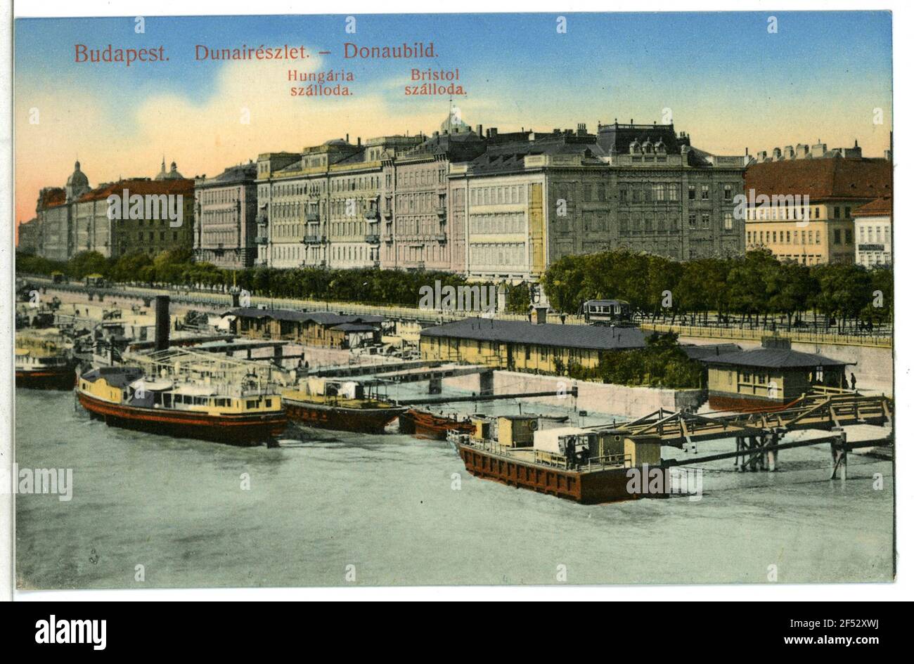 Danube picture with ship mooring Budapest. Danube picture with ship ...