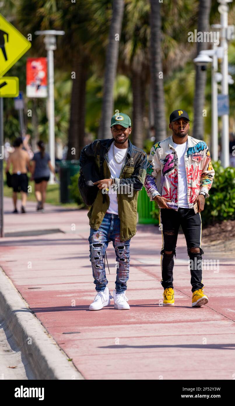 Hip young men in Miami Beach for 2021 Spring Break Stock Photo - Alamy