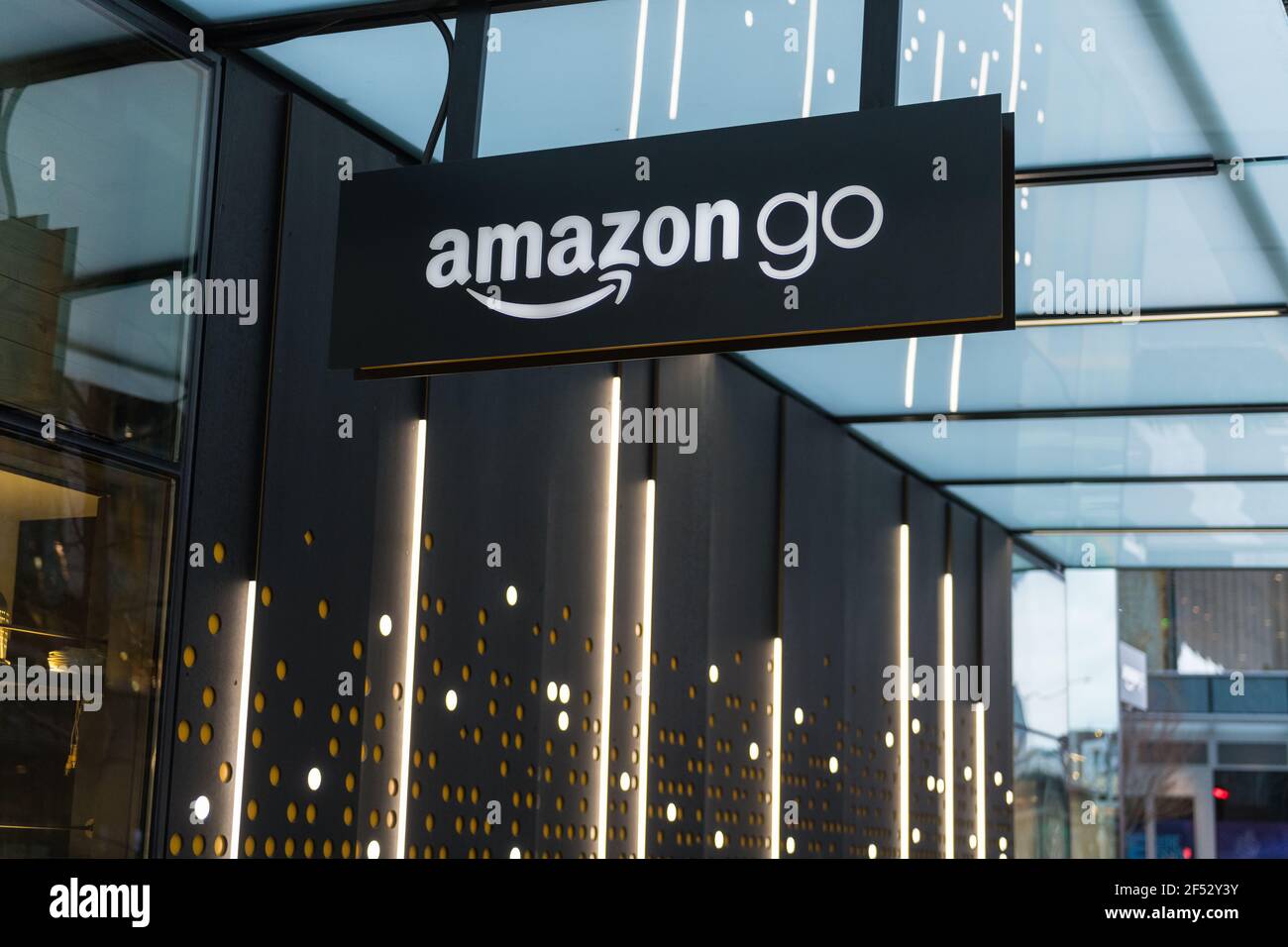 Seattle, USA. 23rd Mar, 2021. The original Amazon go cashier less ...