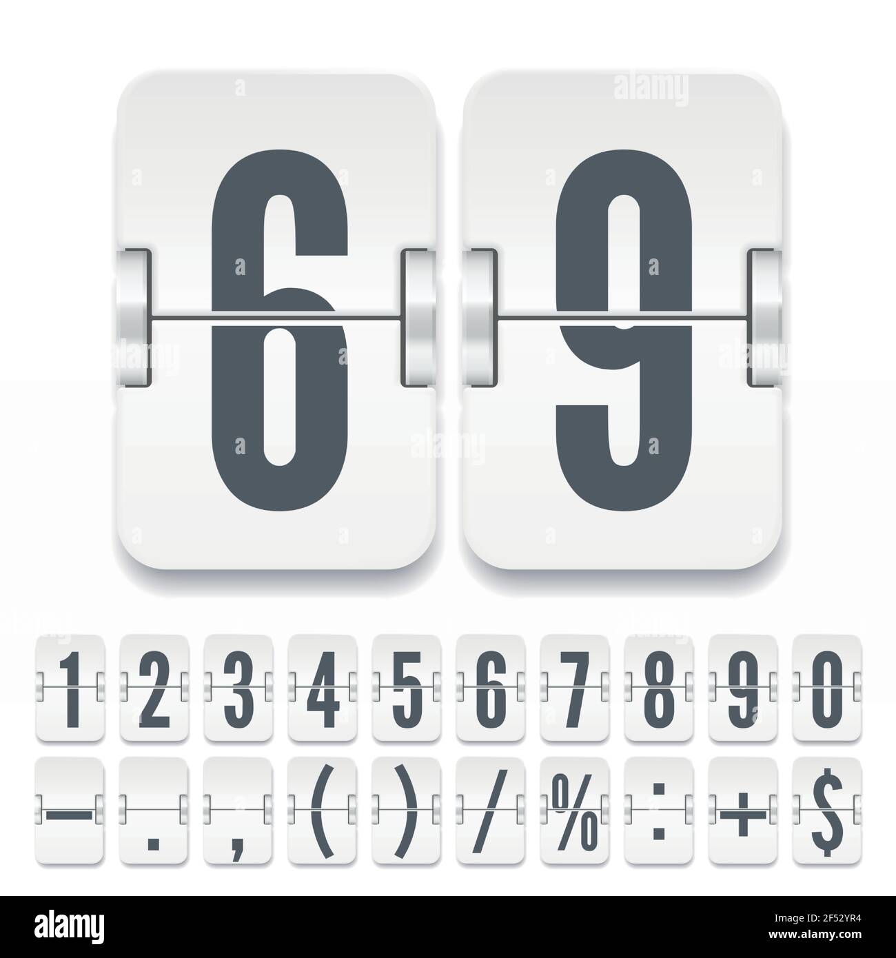 Flip numbers and symbols on light mechanical scoreboard with shadows ...