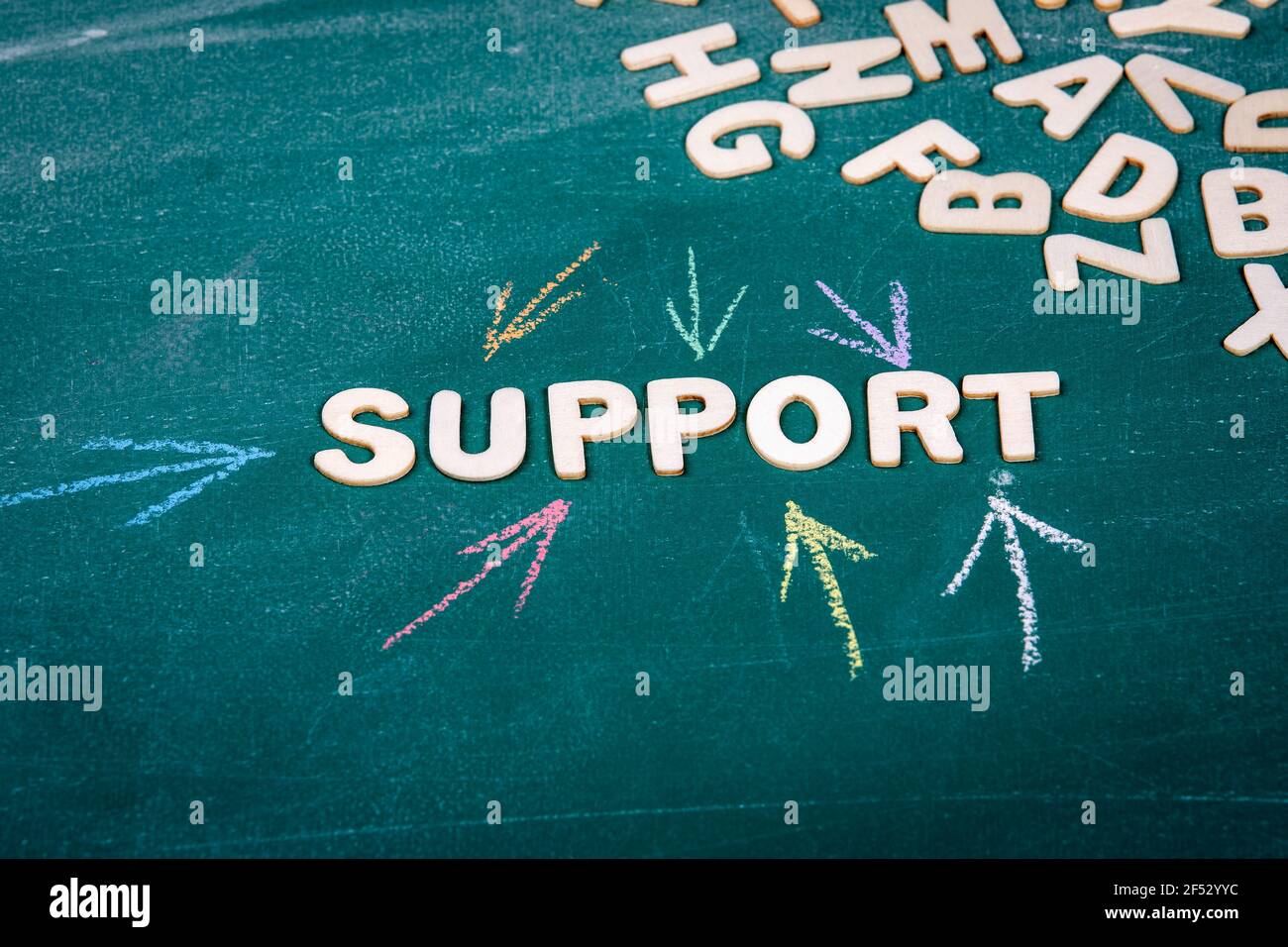 Support. Business, Education And Health Concept. Green chalk board ...
