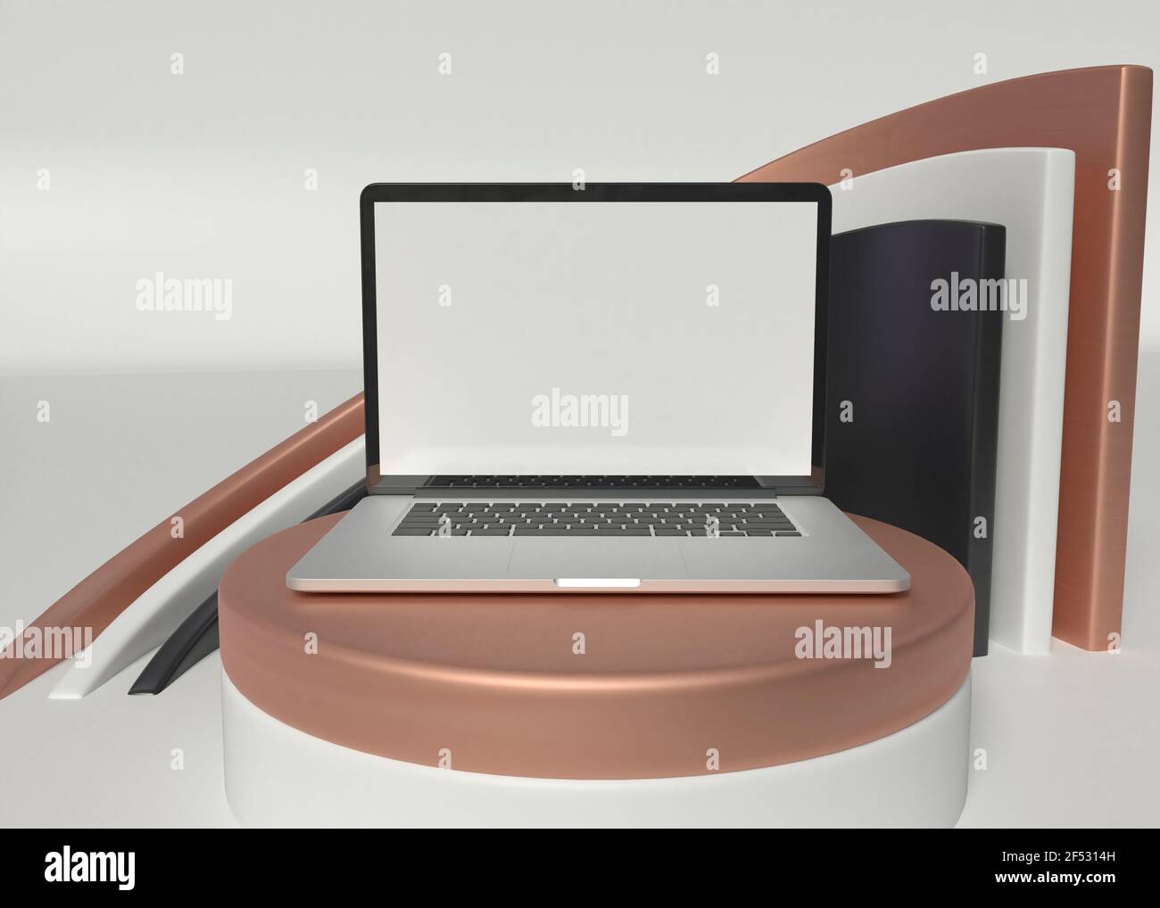 3D Illustration. Laptop computer with white screen Stock Photo - Alamy