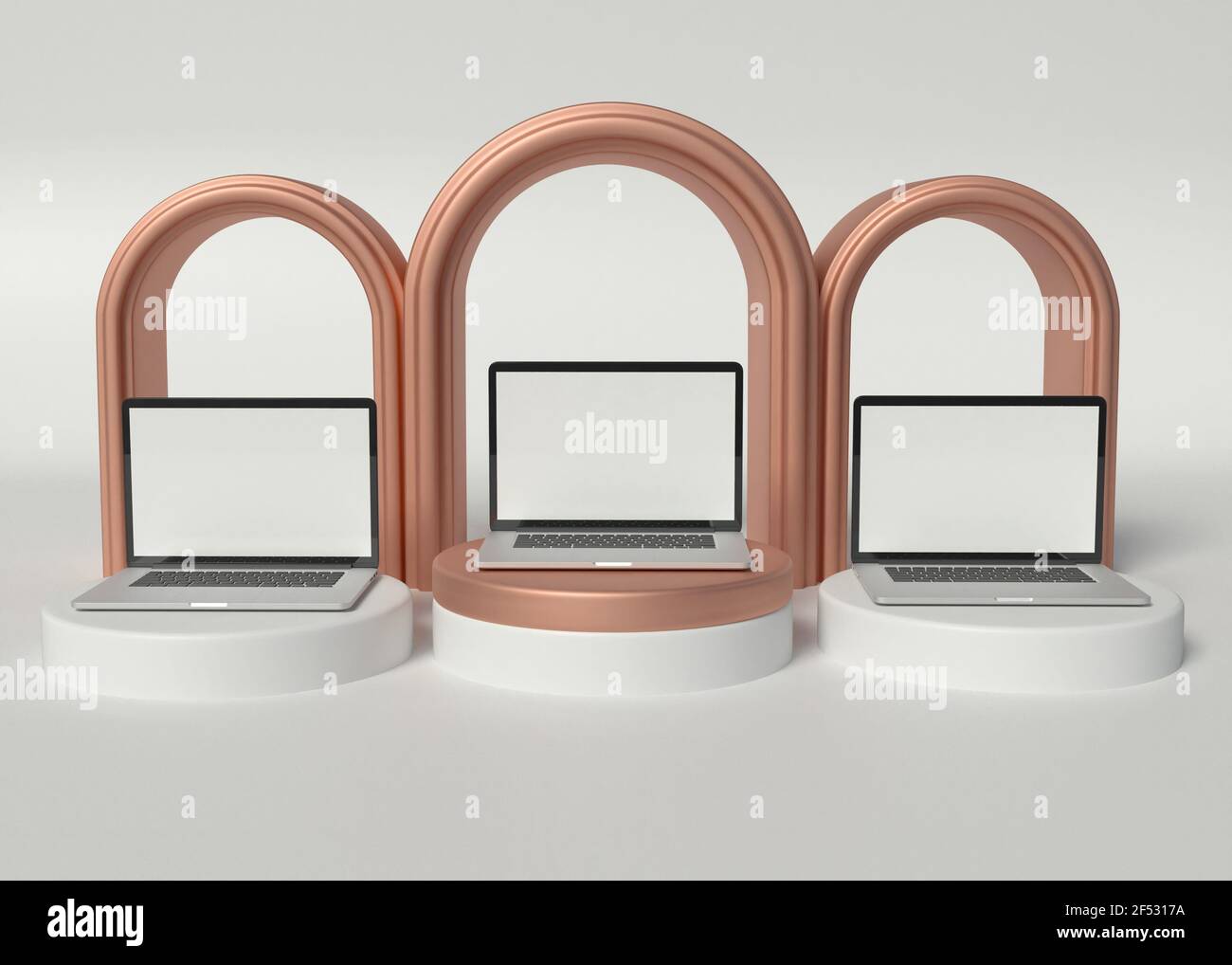 3D Illustration. Set of three laptops with white screen Stock Photo - Alamy