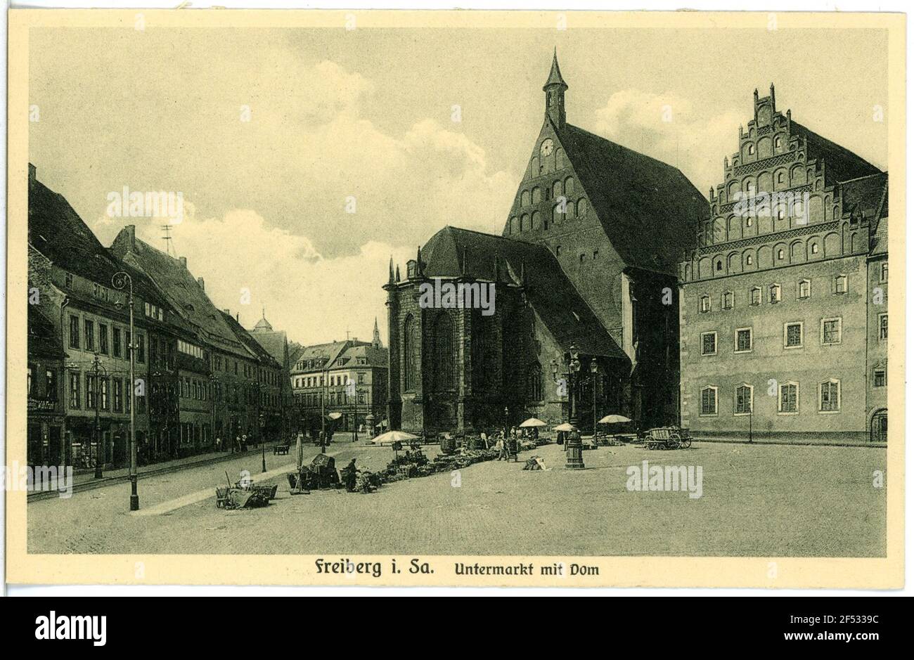 Church market with cathedral Freiberg. Church market with cathedral ...