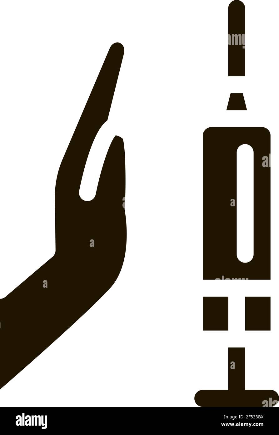 injection of syringe in hand icon Vector Glyph Illustration Stock ...