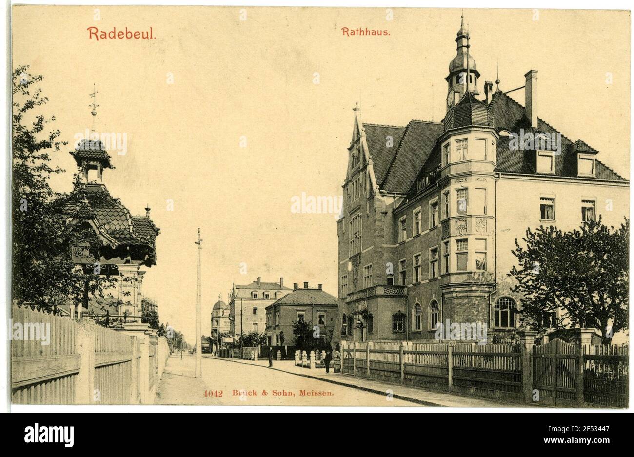 Town center with town hall Cut Out Stock Images & Pictures - Alamy