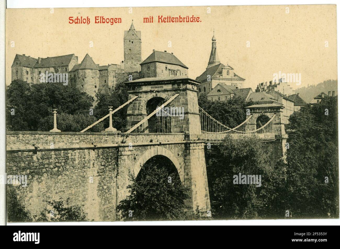 Castle with chain bridge Elbogen. Castle with chain bridge Stock Photo ...