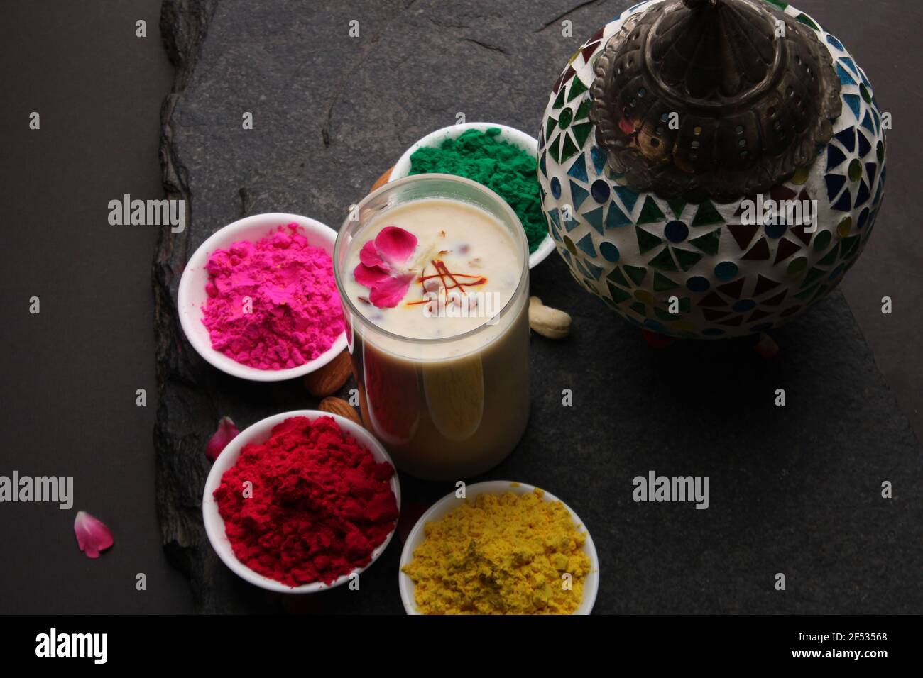 Indian festival Holi concept - Traditional Indian beverage Thandai ...