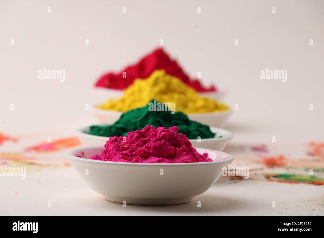 Holi greetings - Organic Gulal in bowl for festival of colors Stock ...