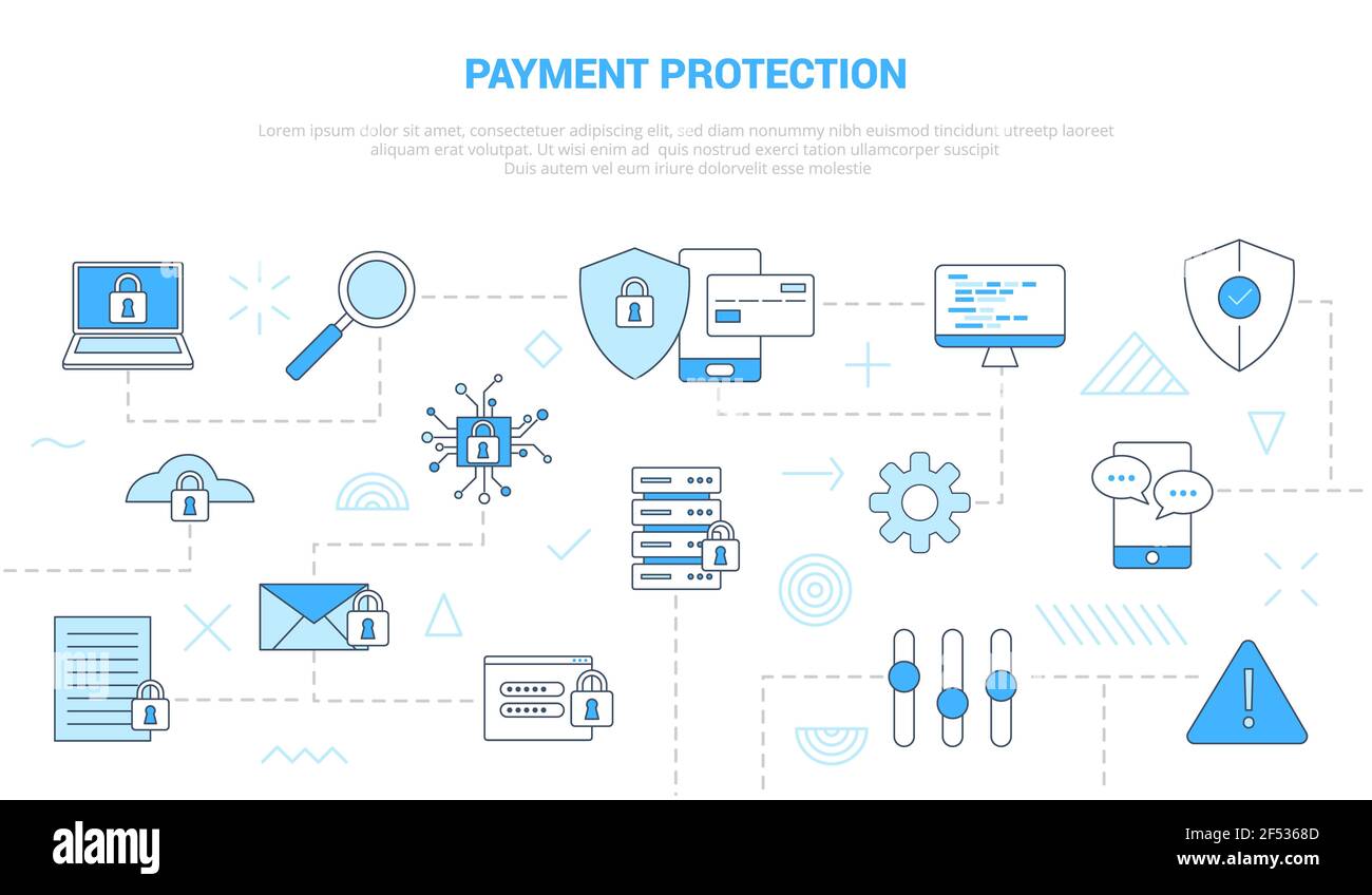 payment protection concept with icon set template banner with modern ...