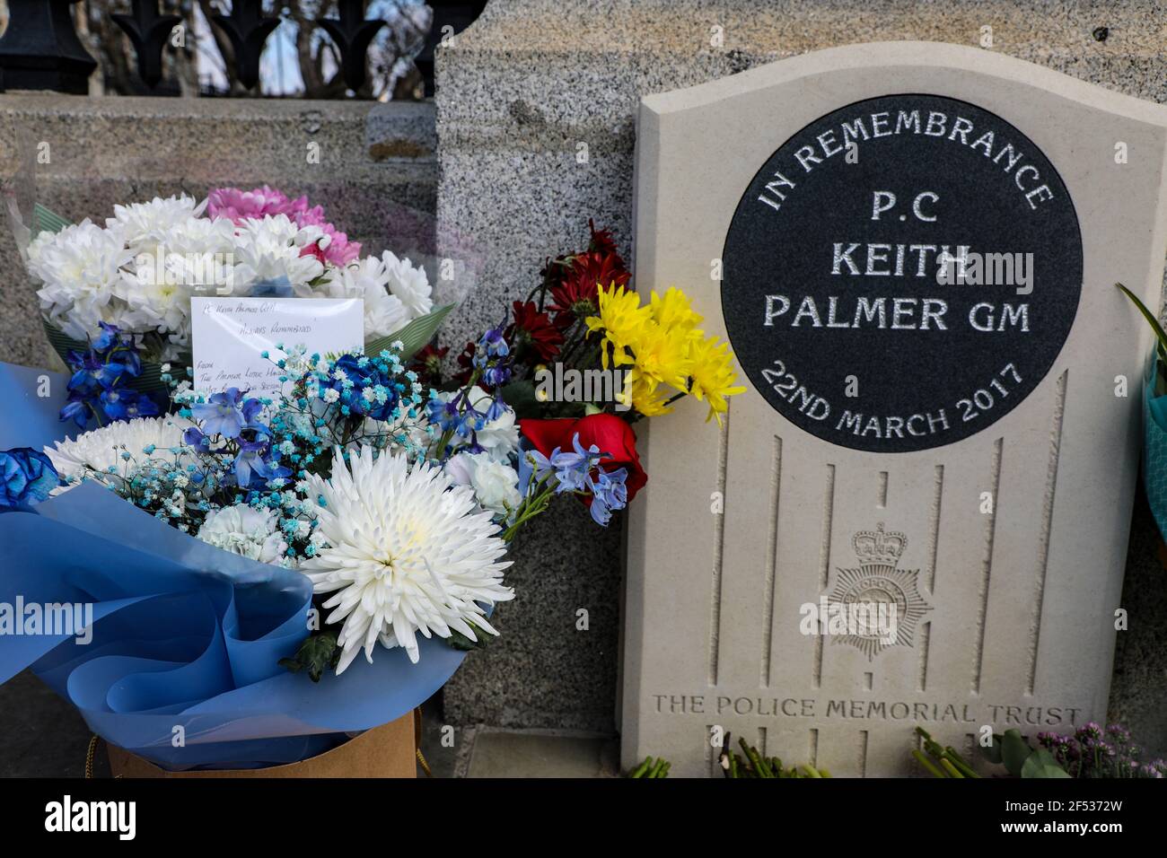Floral tributes for PC Keith Palmer are left in Parliament Square on ...