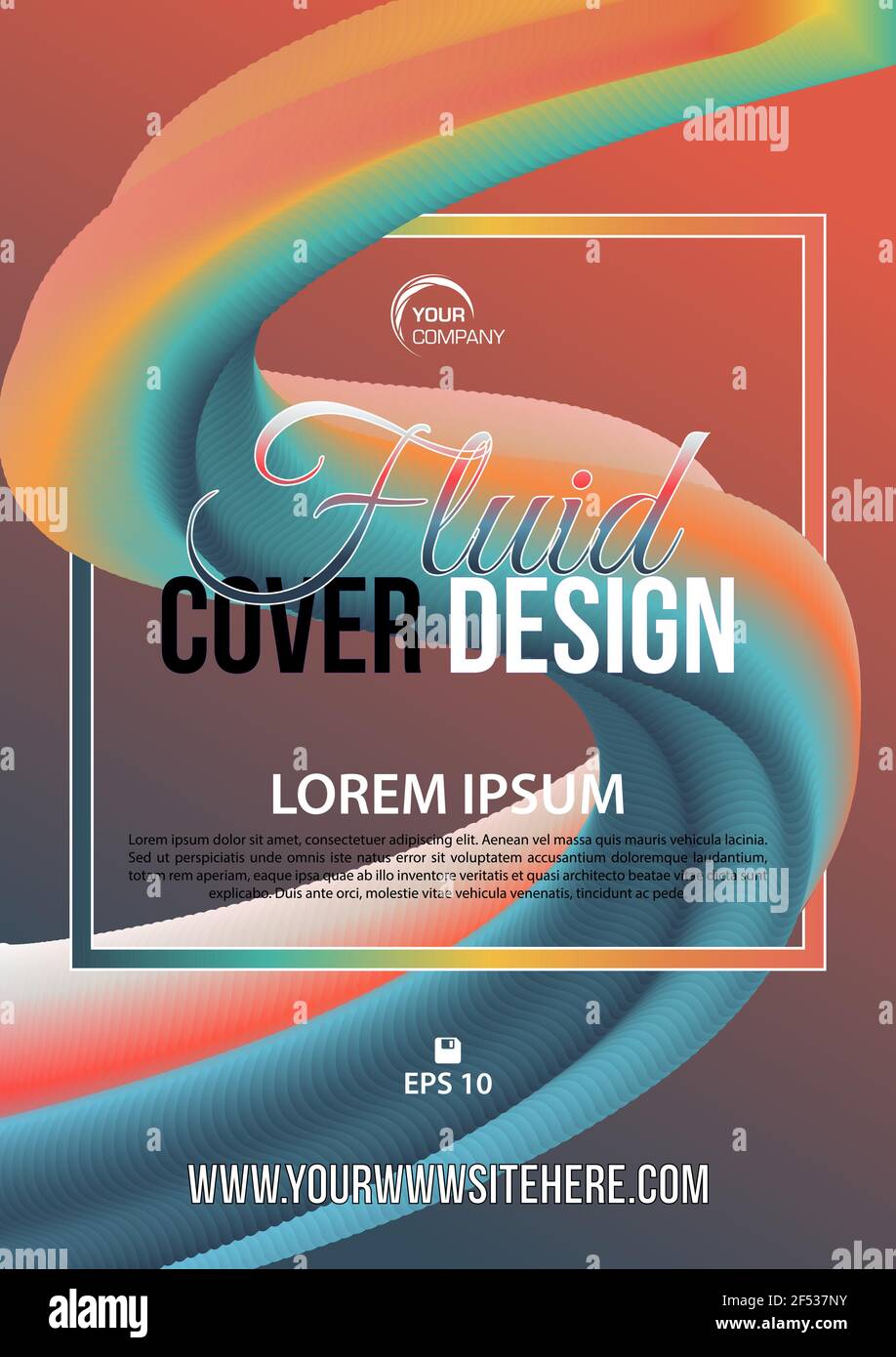 Abstract background, flyer with 3d flow, liquid colorful wave on ...