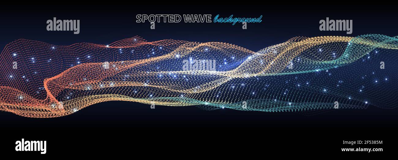 Vector colorful particle dot wave on gradient background Stock Vector ...