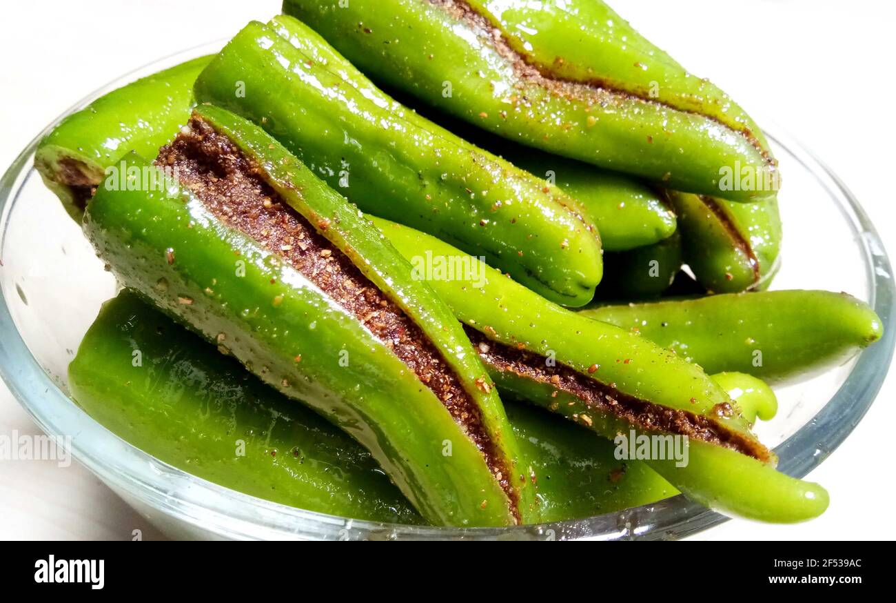 Indian Spicy Green Chilli Pickle Also Know as Mirchi Ka Achaar or ...