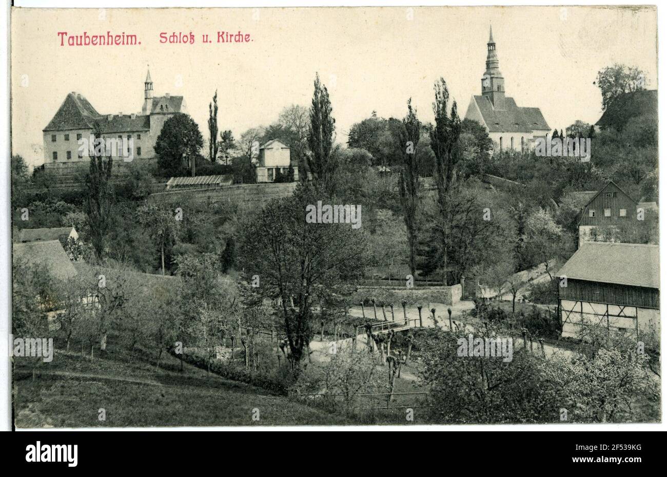 View of Castle and Church Taubenheim. View of Castle and Church Stock ...