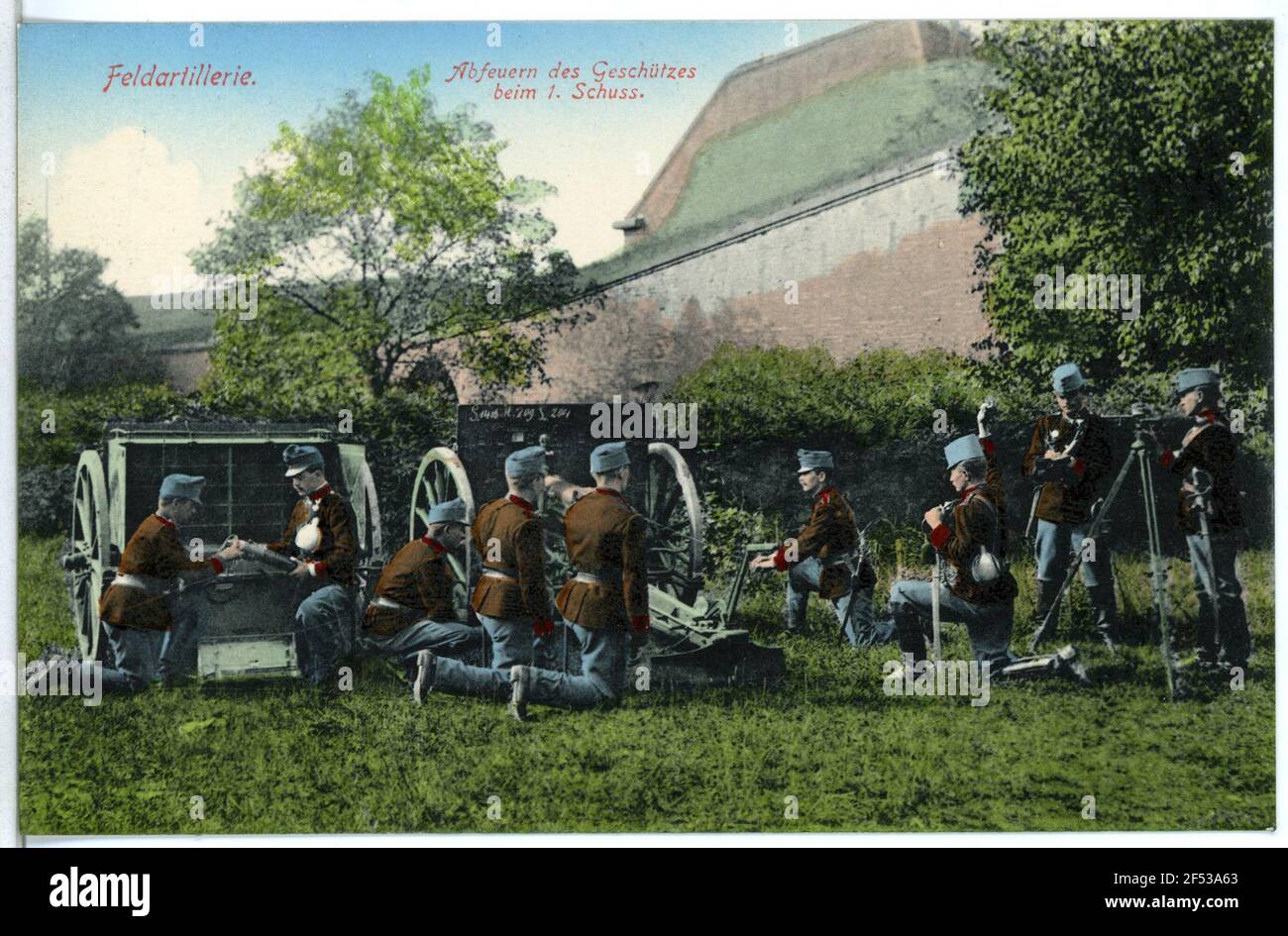 Field artillery firing the gun at the 1st shot Field artillery firing ...