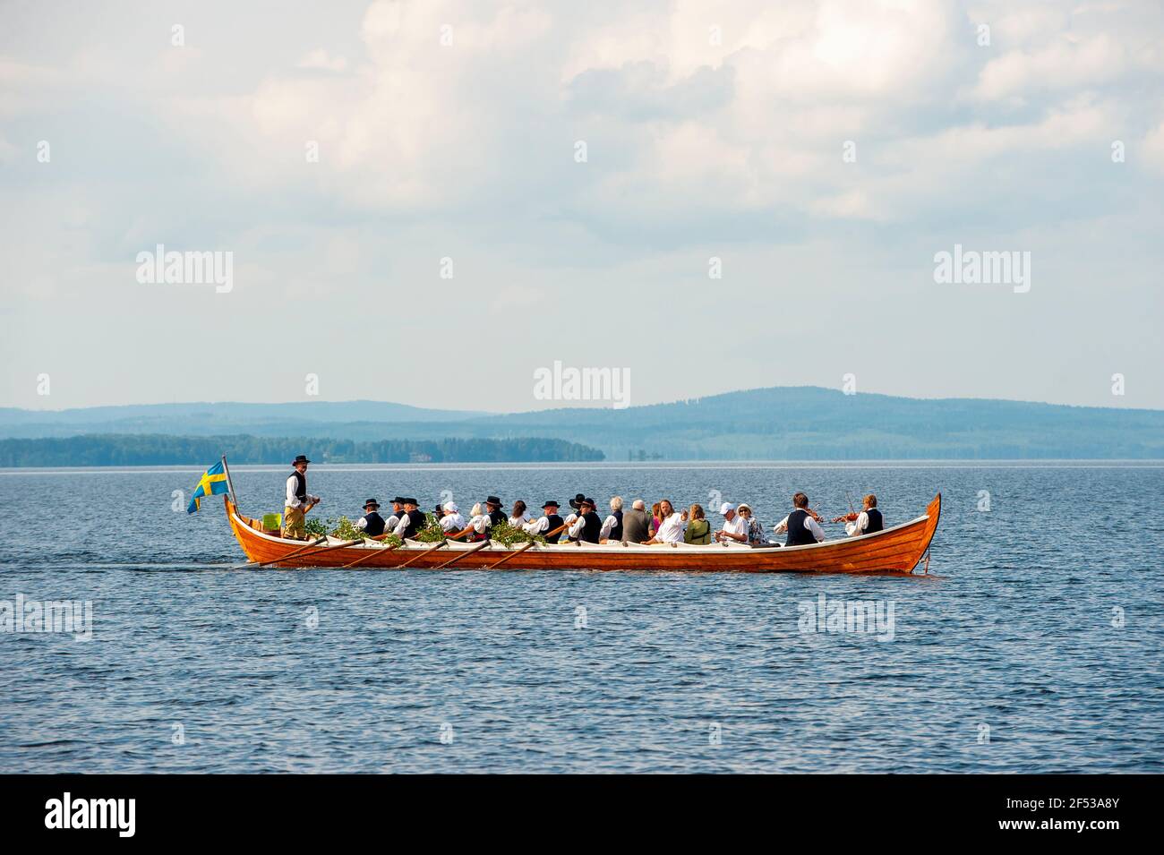 Church-boat, long-boat on lake Siljan Stock Photo - Alamy