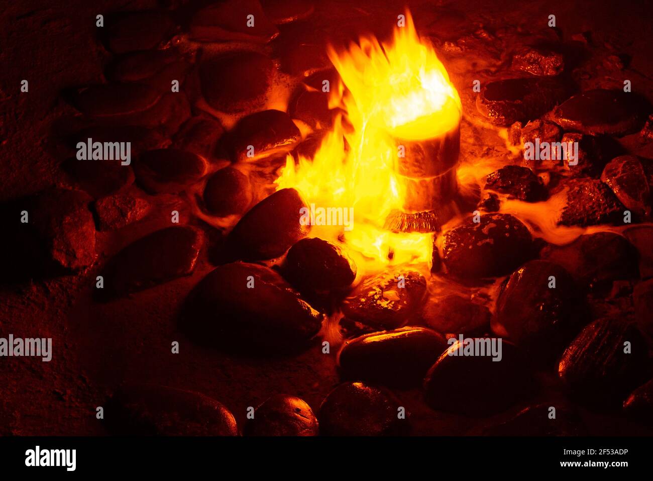 Spring of fire water. Burning methane in water. Cold fire Stock Photo ...