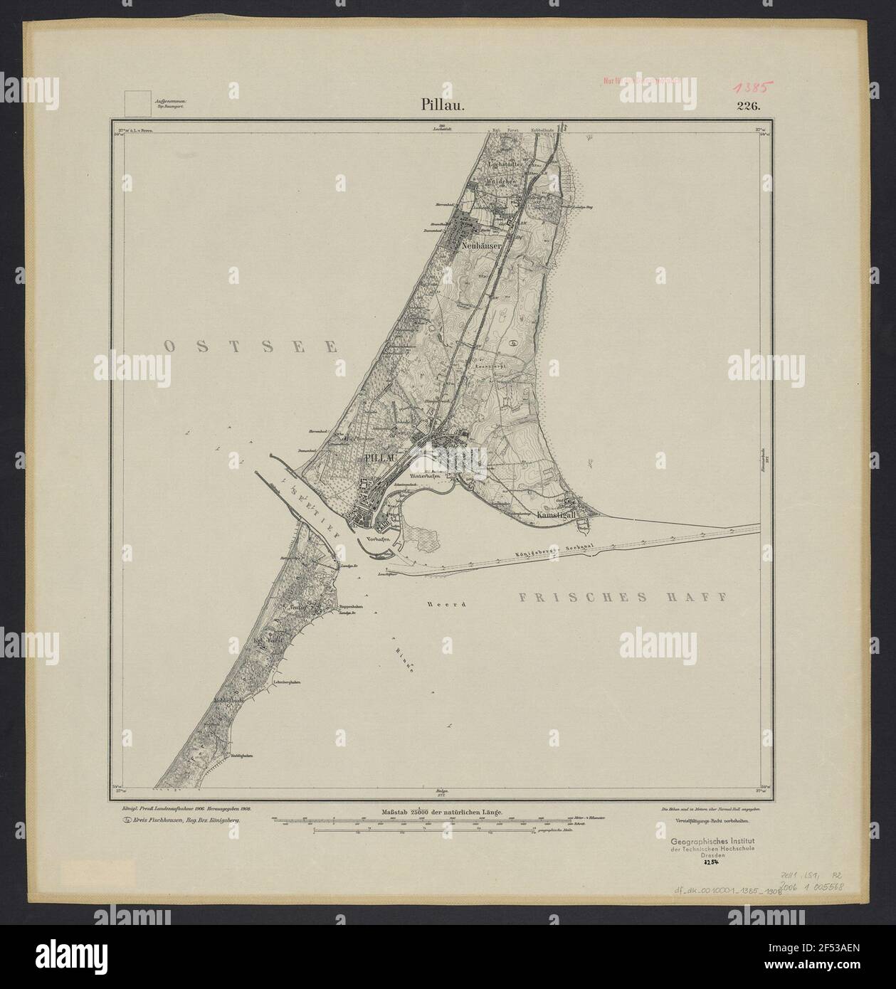 Messtischblatt [1385] = 226 : Pillau, 1908 Stock Photo - Alamy