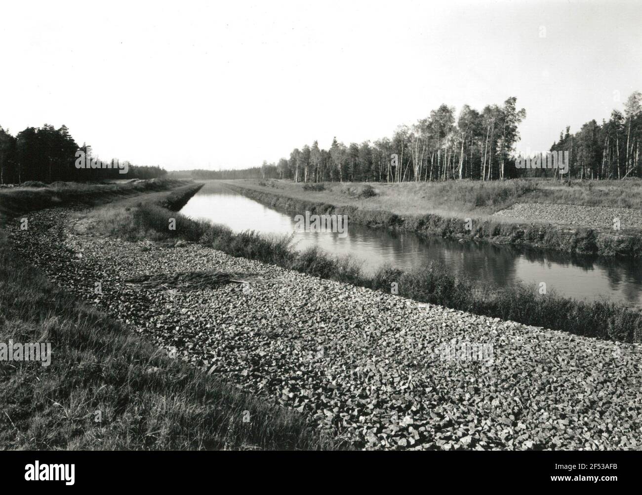 Lausitzer Heide. Artificial spread run with flood bed in the Merzdorfer ...