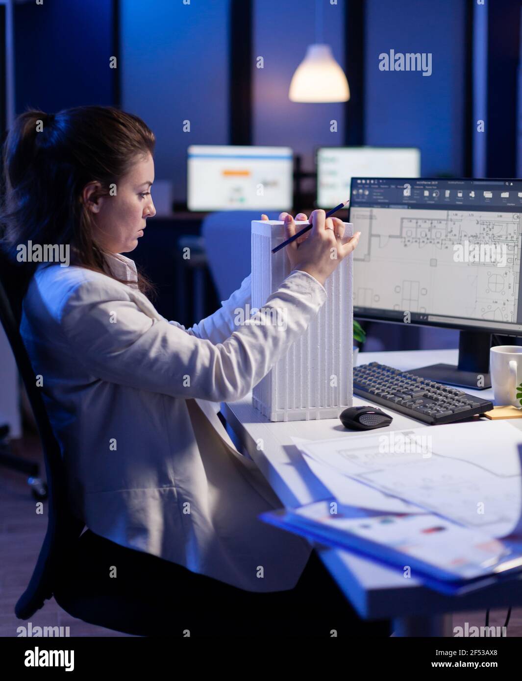 Engineer constructor designer architect developing prototype component ...