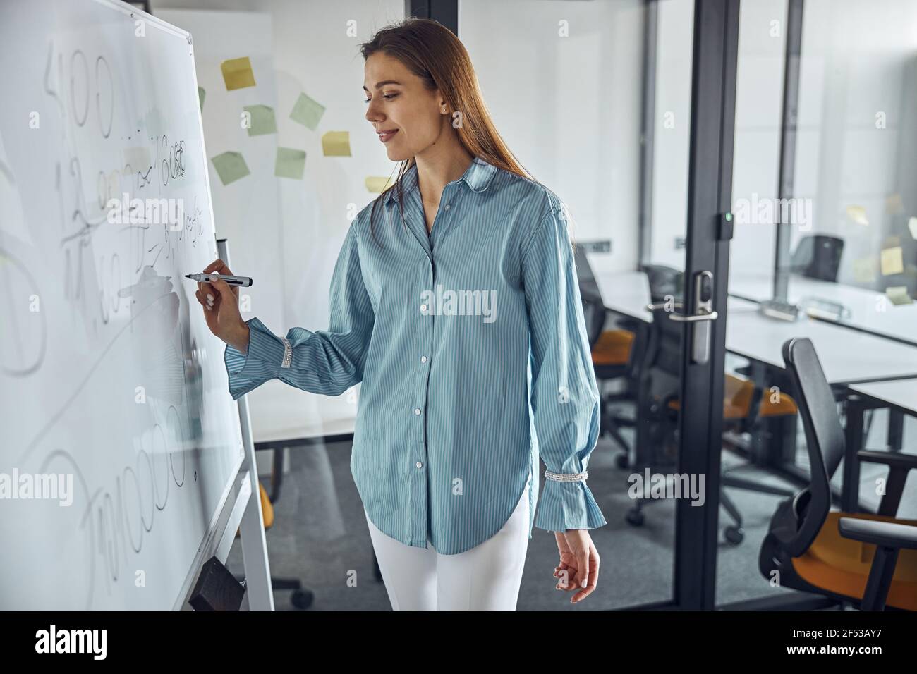 Engineer calculating building dimensions before creating a floor plan ...