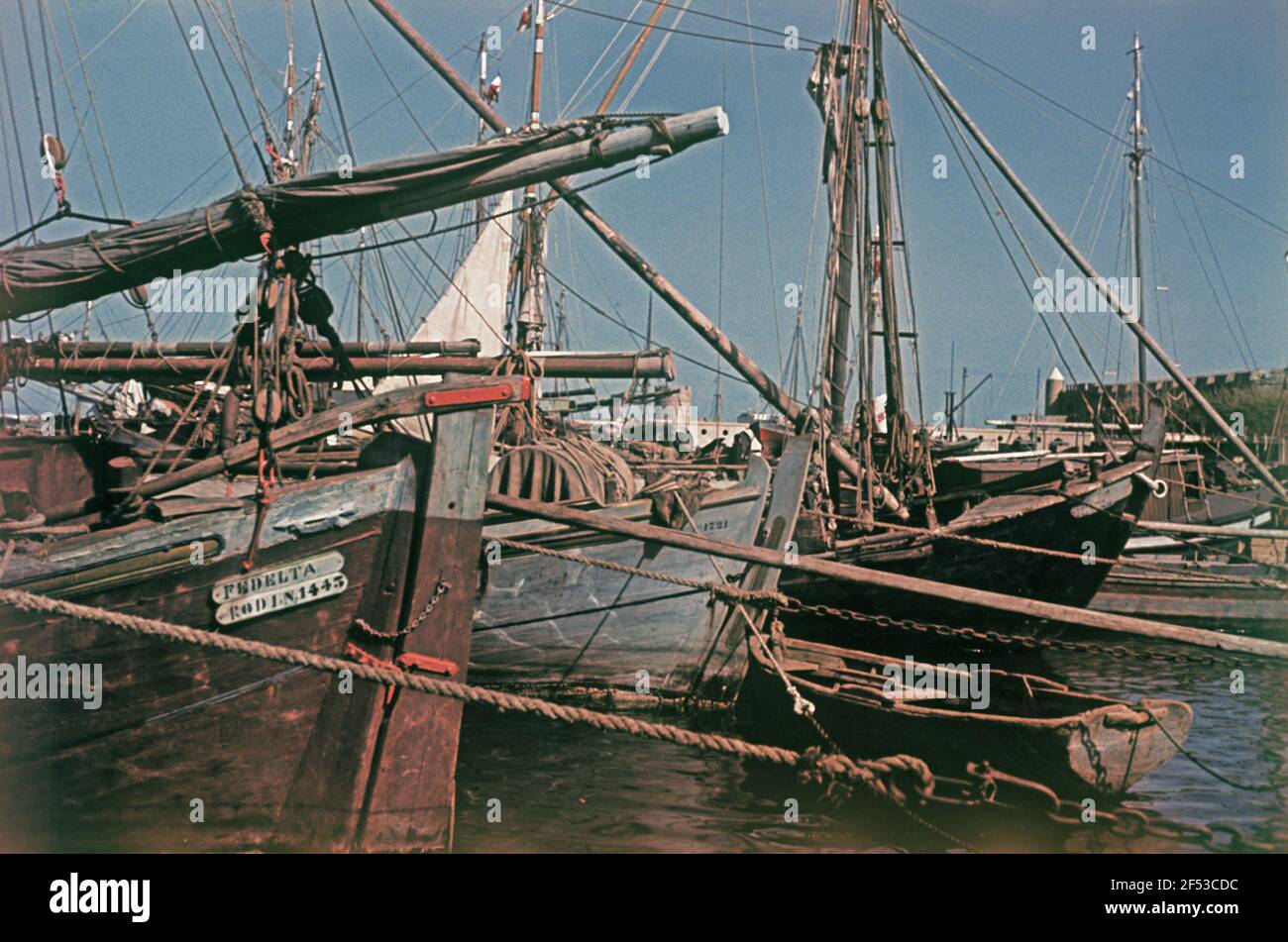 Travel Photos Italy. Sailing ship in a harbor Stock Photo - Alamy