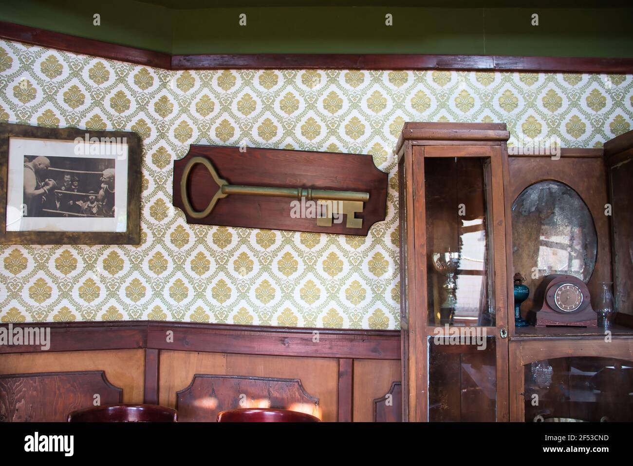 Room with a large key in Sweethaven, or Popeye Village, the set for the ...