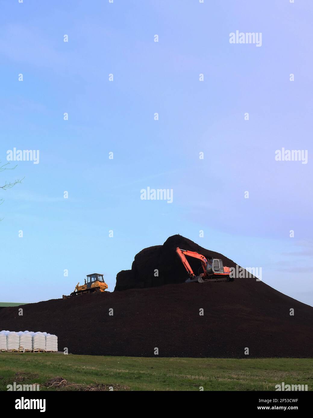 March 2021 - Stock pile of peat, dug from the Somerset levels near ...