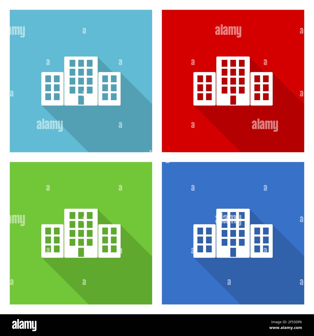 Office buildings icon set, flat design vector illustration in eps 10 ...