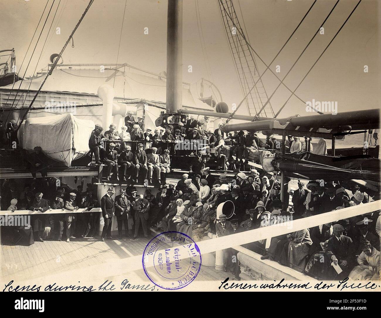 Passenger steamer Cleveland. Spectators during the collection games on ...