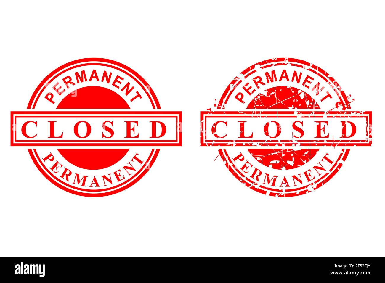 Vector, Clean and Rust Red Rubber Stamp, Permanent Closed, Isolated on ...