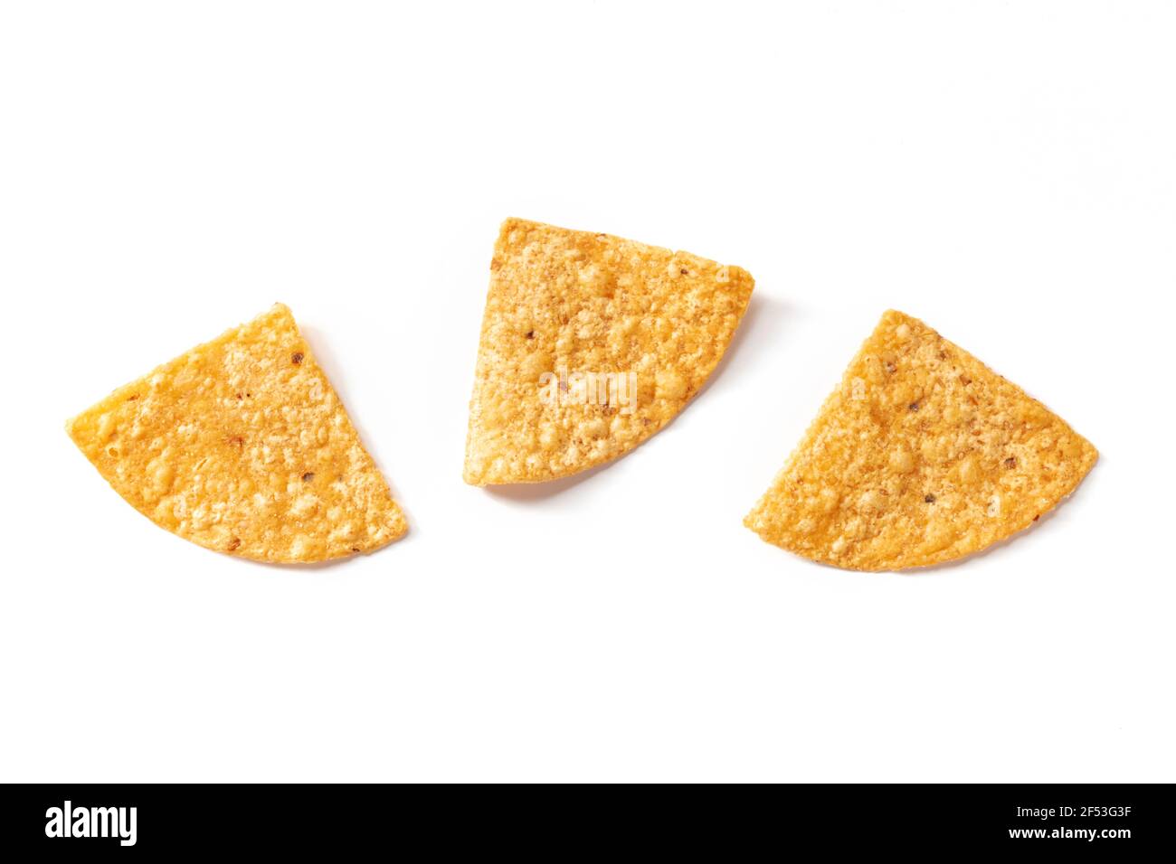 Nacho chips, shot from the top on a white background Stock Photo - Alamy