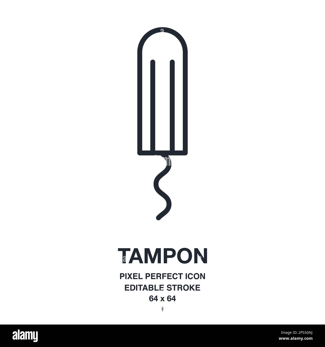 Menstrual tampon editable stroke outline icon isolated on white ...