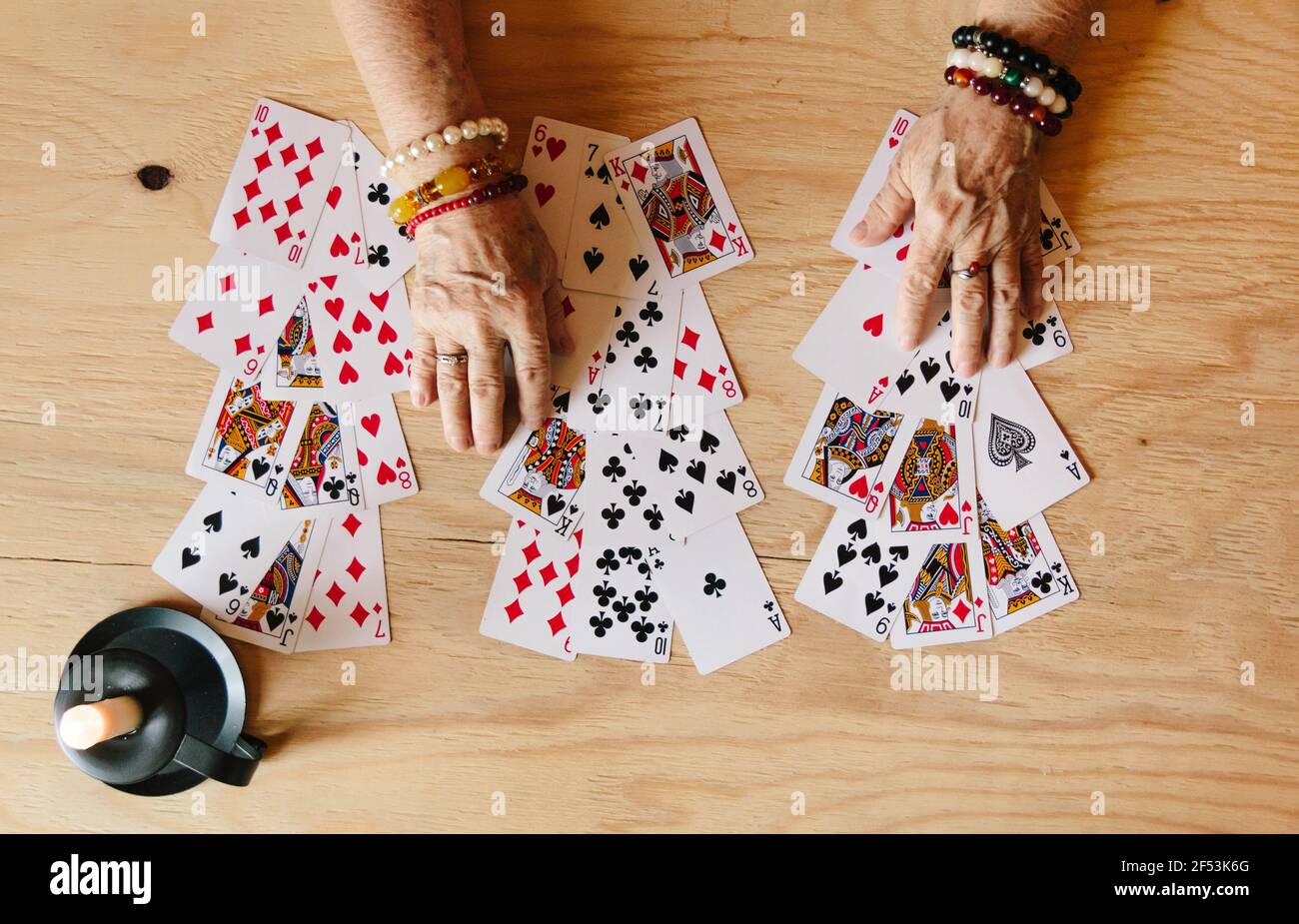 Guessing cards reading, grandma magic, fortune telling, women hands ...