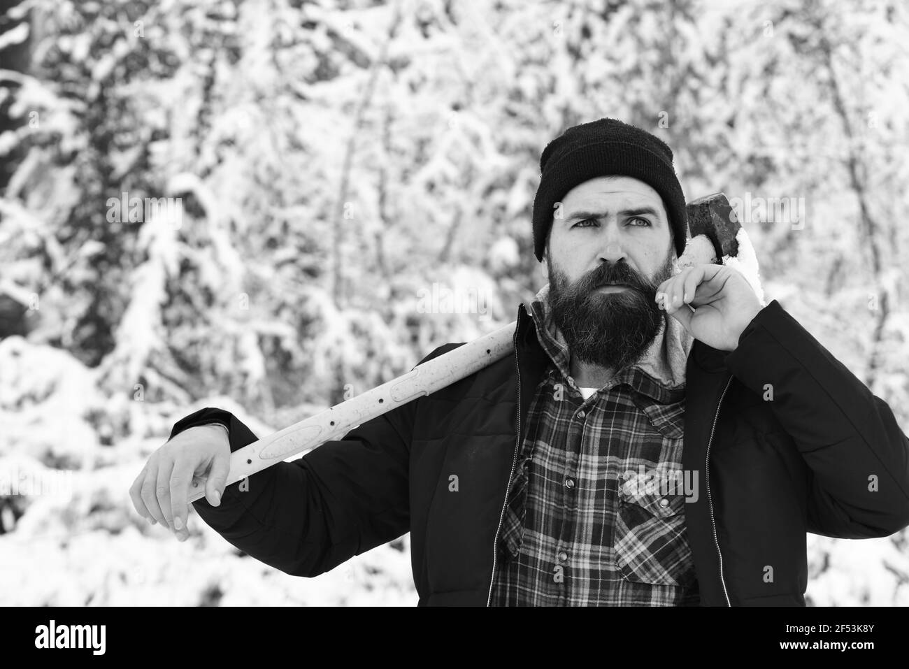 Macho in winter clothes. Guy with thoughtful face Stock Photo - Alamy
