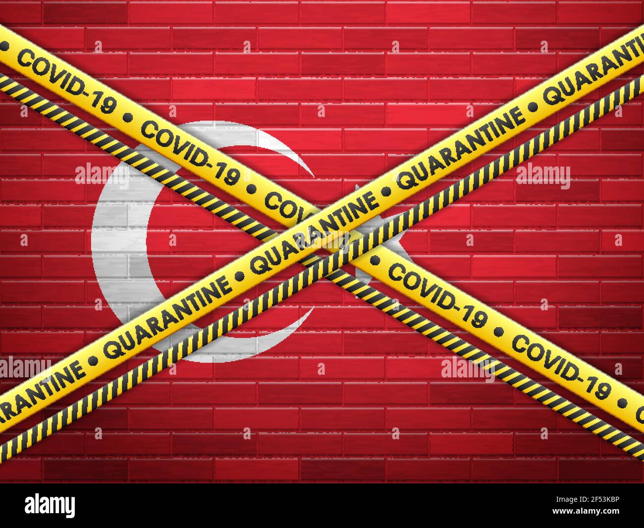 Turkey in quarantine bricks wall background. Vector illustration Stock ...